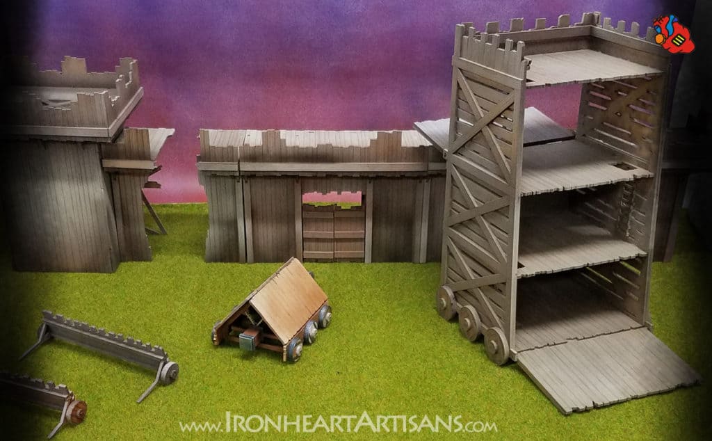 Wooden Fort Corner Wall 28mm Scale Terrain | Ironheart Artisans